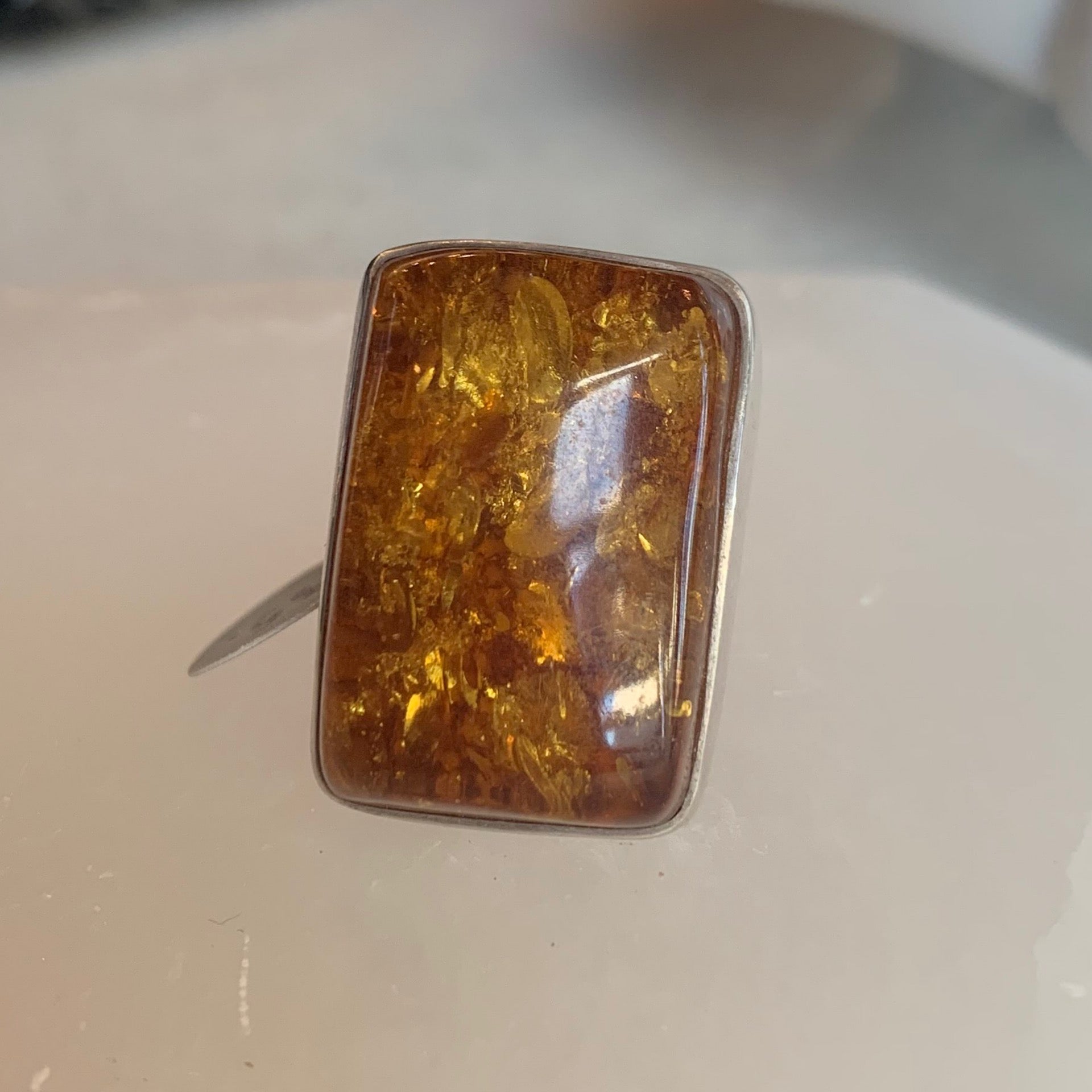 Rectangle Amber Ring | KIN